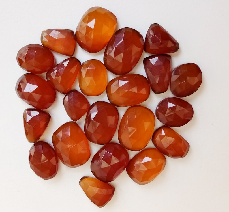 13-18mm Orange Color Chalcedony Cabochons, Faceted Free Form Shape ...