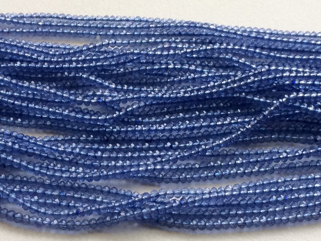 3-3.5mm Blue Coated Quartz Micro Faceted Beads, 13 IN Blue Quartz Beads ...