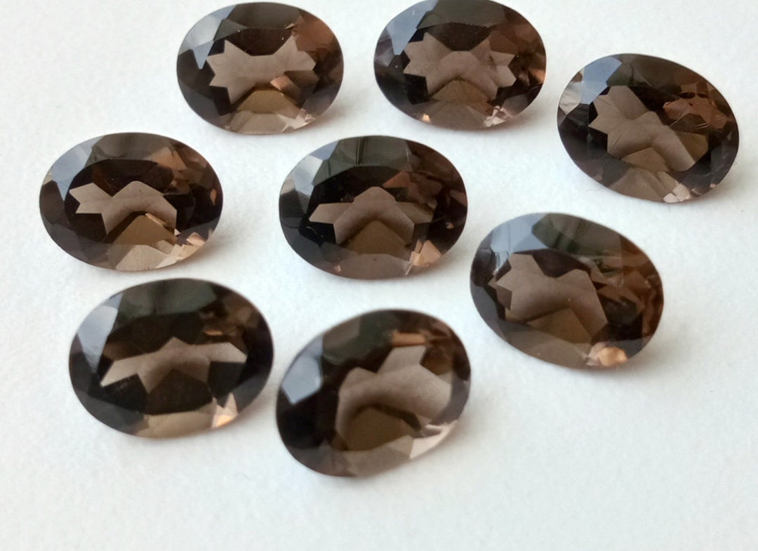 10 Pcs Smoky Quartz Oval Cut Stone, Natural Smoky Quartz Oval Cut Loose ...