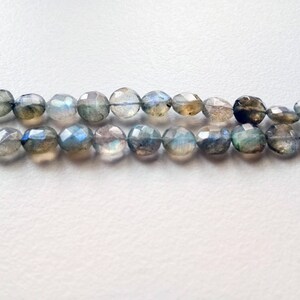6mm Labradorite Coins, Natural Labradorite Faceted Coin Beads, Straight Drill Flashy Blue Fire ...