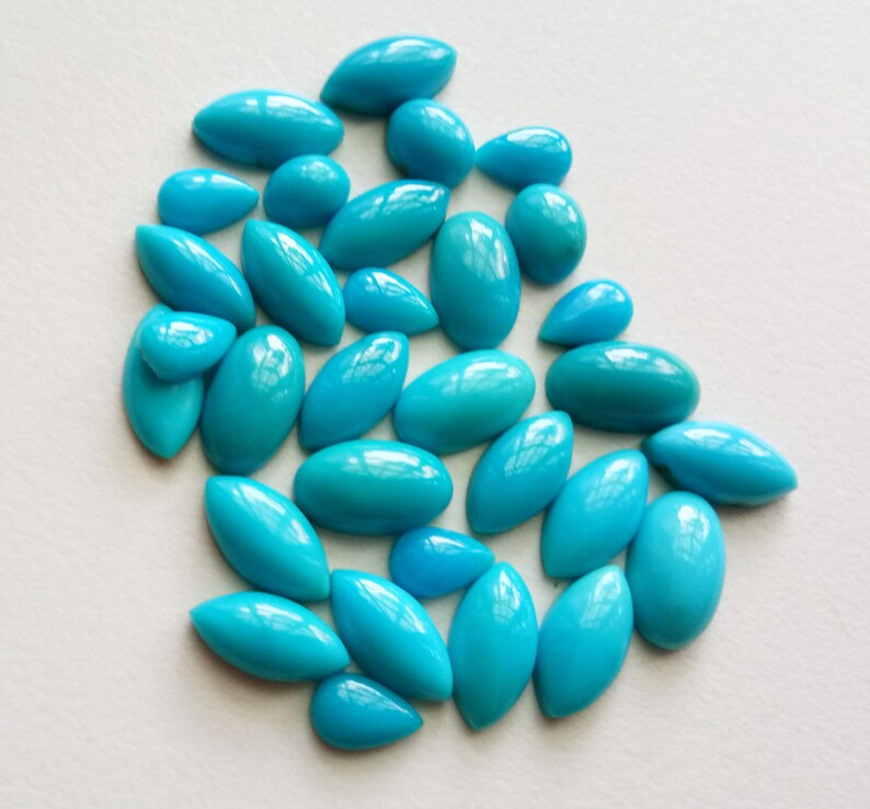 5x7mm-7x12mm Arizona Turquoise Cabochons, 5 Pcs Natural Arizona ...