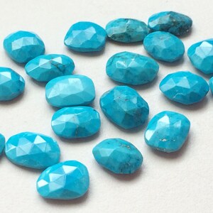 12-15mm Turquoise Rose Cut Cabochons, Loose Chinese Turquoise Faceted ...
