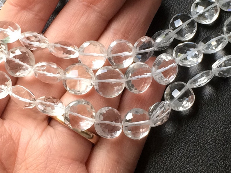 10-10.5mm Crystal Quartz Faceted Coin Beads Crystal Quartz | Etsy
