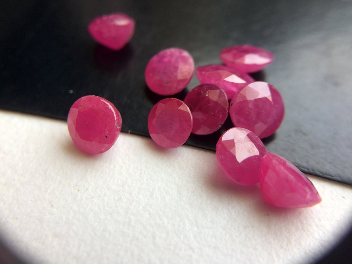 5.4-5.8mm Ruby Round Cut Stones 4 Pieces Natural Johnson - Etsy
