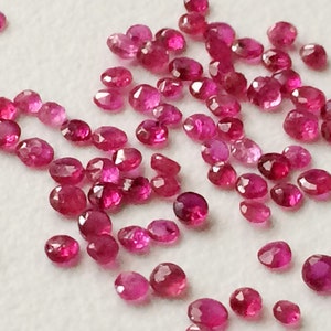 1-2mm Ruby Round Cut Stones, Natural Loose Ruby Gems, Tiny Faceted Ruby ...