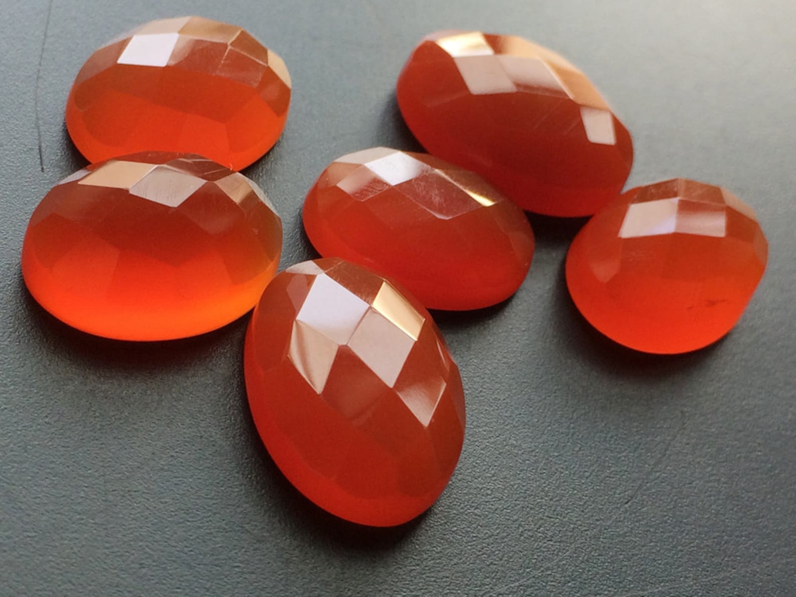 12mm - 18mm Carnelian Orange Chalcedony Rose Cut Cabochons, 5 Pcs ...