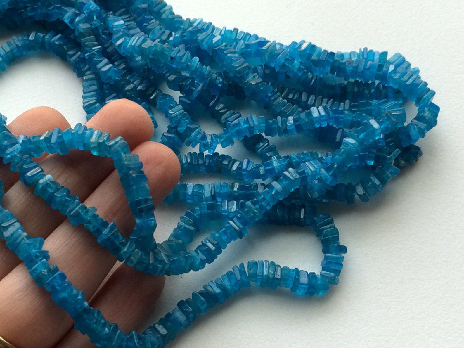 4-5mm Neon Apatite Square Heishi Neon Blue Apatite Spacer | Etsy