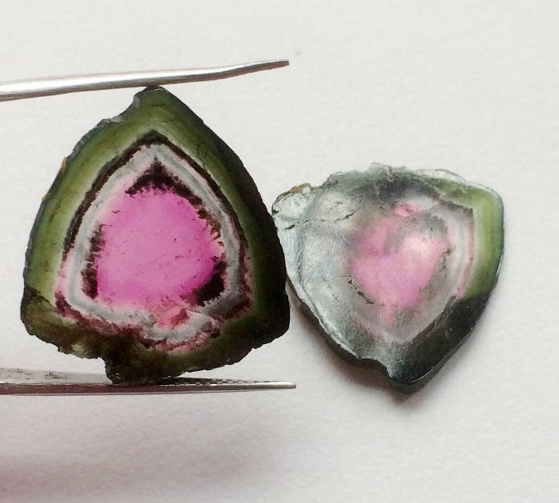 25x27mm Rare Watermelon Tourmaline Rough Slices 2Pcs OOAK | Etsy