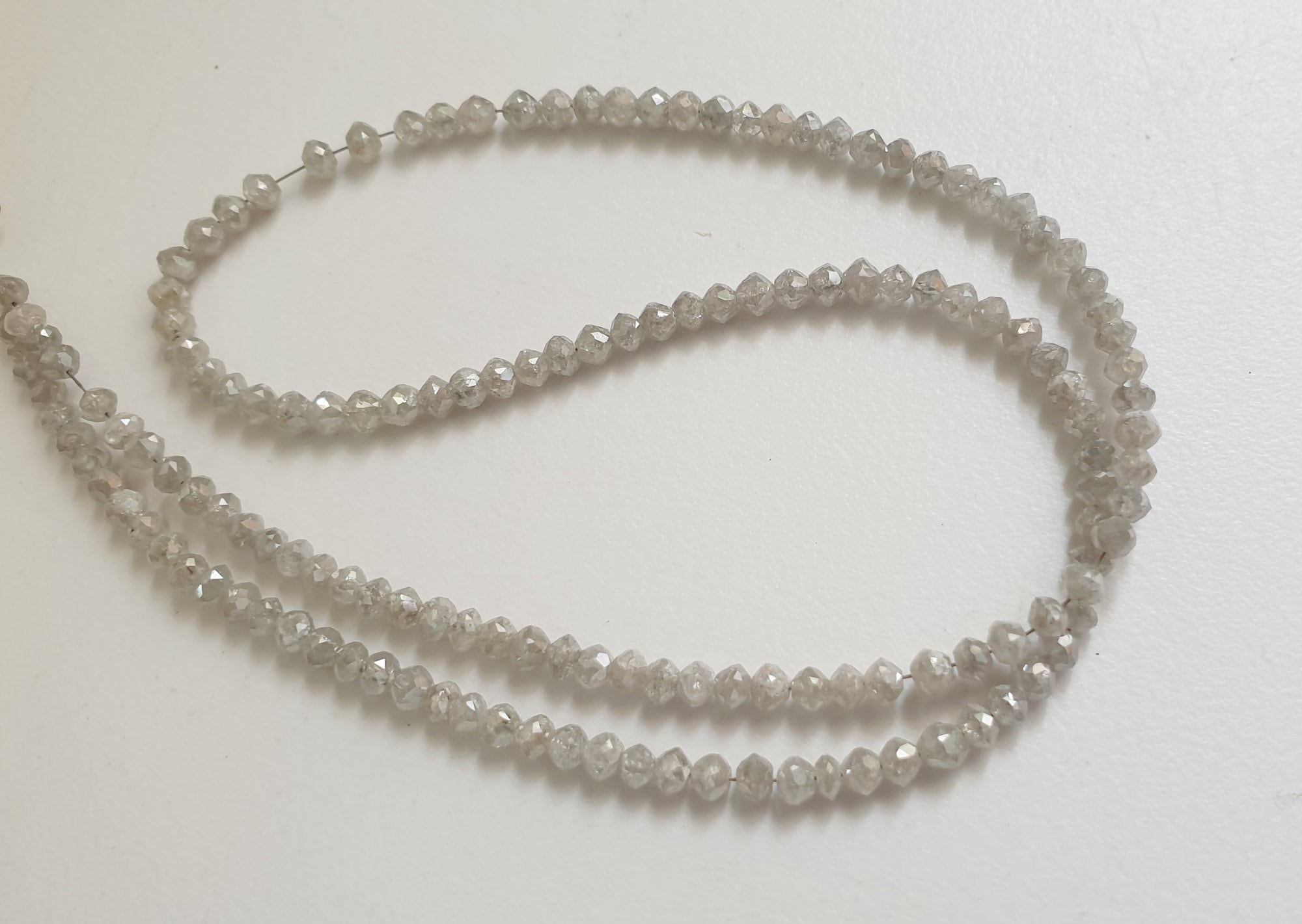 3-3.5mm Grey White Diamond Rondelle Beads Faceted Grey White | Etsy