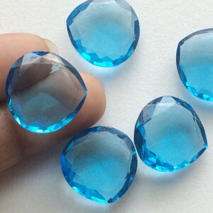 18mm Blue Hydro Quartz Rose Cut Heart Shape, Matched Pair Hydro Blue ...