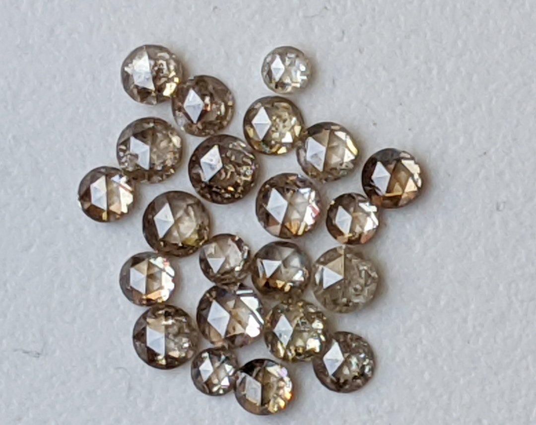 Light Champagne Rose Cut Diamond Cabochons, 2-3mm Rare Round Flat Back ...
