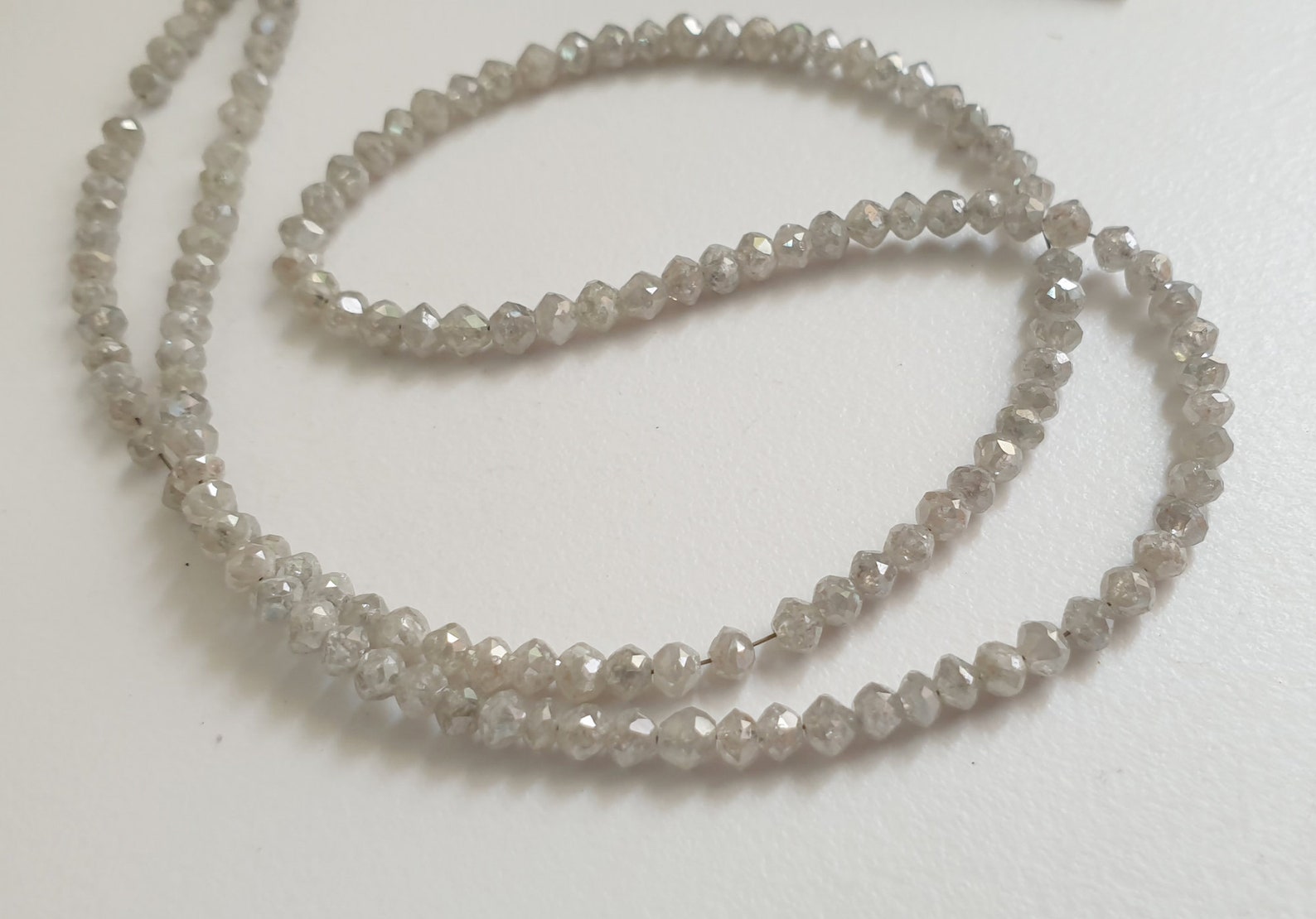 3-3.5mm Grey White Diamond Rondelle Beads Faceted Grey White | Etsy