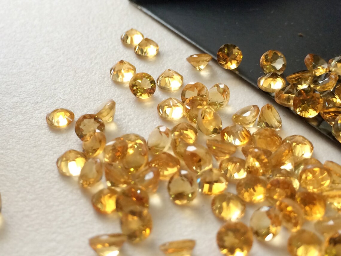4mm Citrine Cut Stone Calibrated Citrine Round Faceted Stone | Etsy