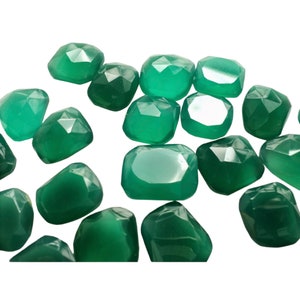 11x12mm to 12x15mm Green Onyx Rose Cut Cabochons, Green Onyx Faceted ...