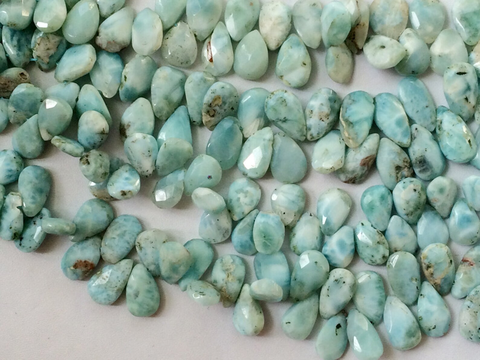 9x11mm Larimar Faceted Pear Beads, Larimar Faceted Pear Briolettes ...