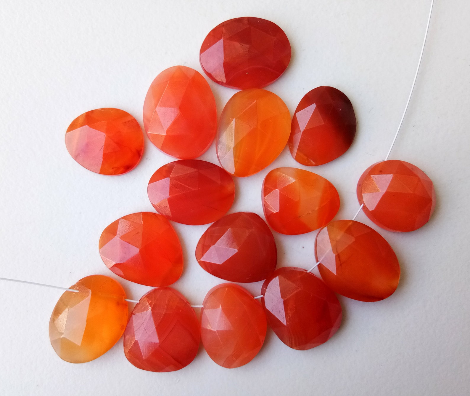 13.5-16mm Carnelian Rose Cut Cabochons, Drilled Carnelian Free Form ...