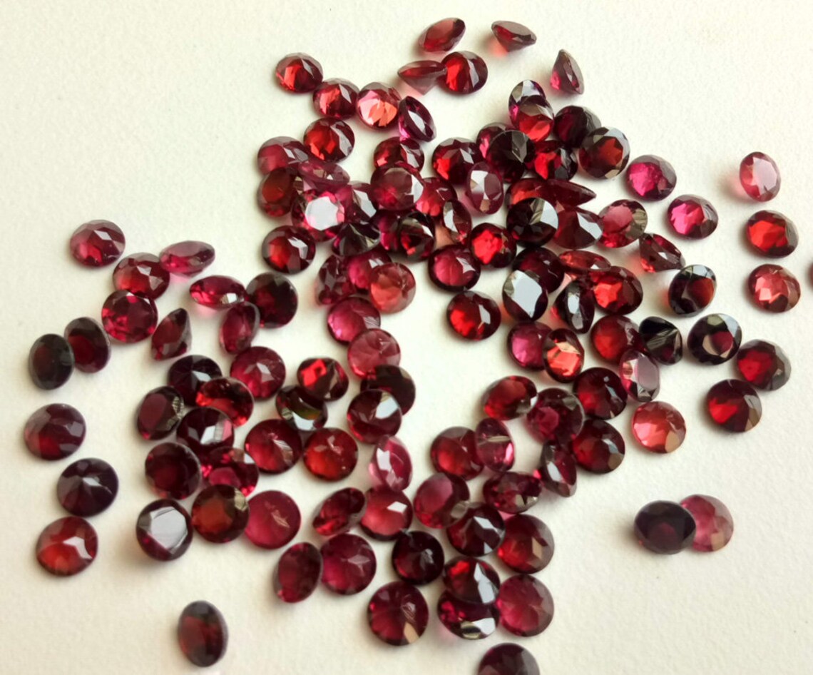 5-6mm Garnet Round Cut Stone Natural Faceted Garnet Stones | Etsy