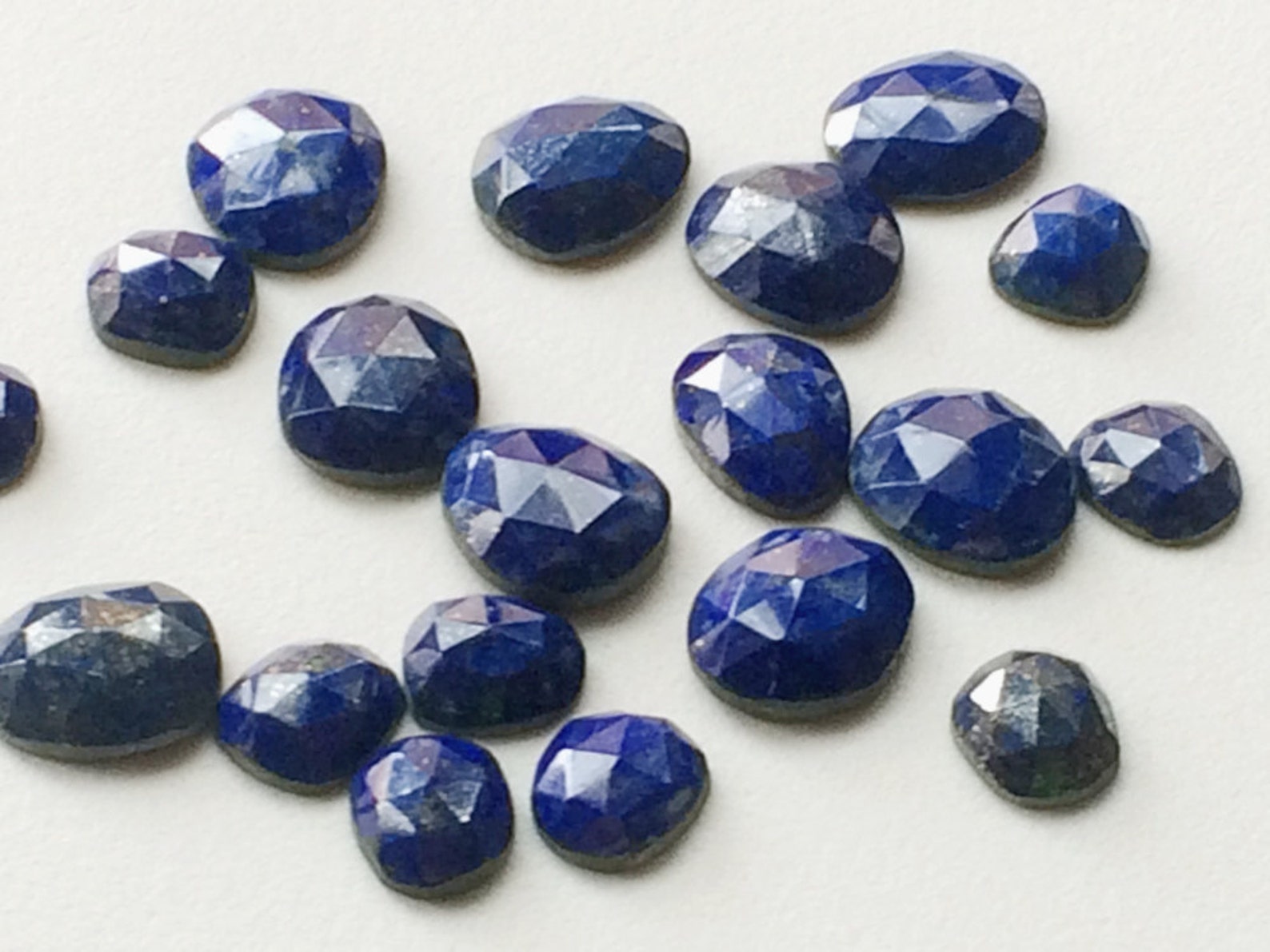 17-20mm Lapis Lazuli Faceted Cabochons, Lapis Lazuli Flat Back Rose Cut ...