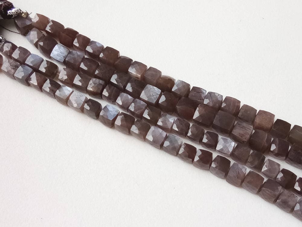 6-7mm Chocolate Moonstone Faceted Box Beads Natural Chocolate - Etsy
