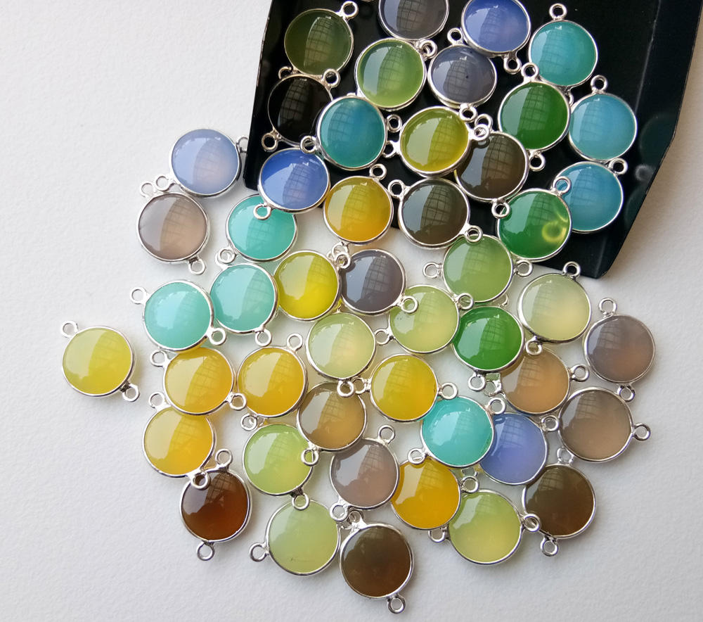 18mm Chalcedony Bezel Connectors Natural Plain Round 925 | Etsy