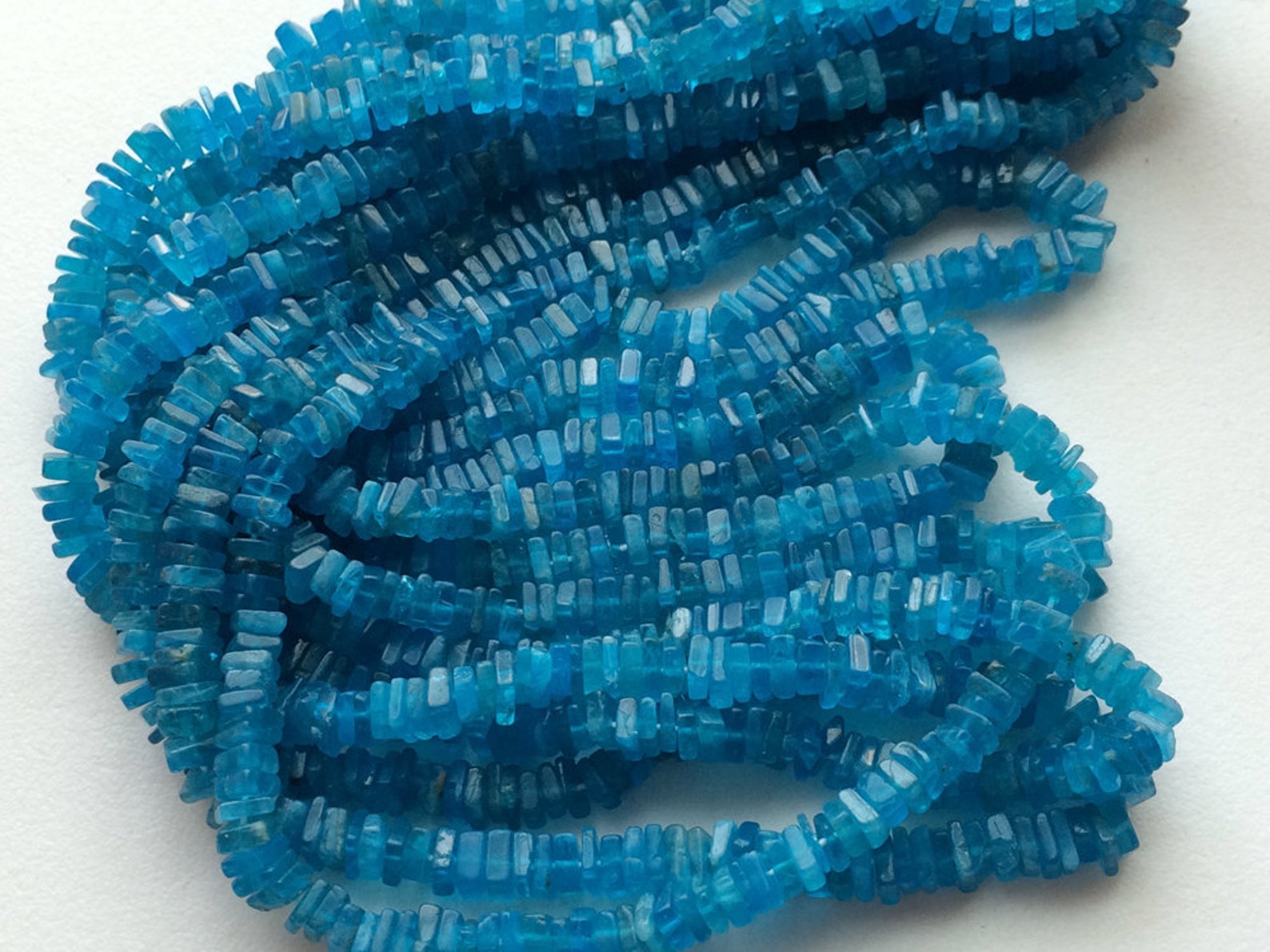 4-5mm Neon Apatite Square Heishi Neon Blue Apatite Spacer | Etsy