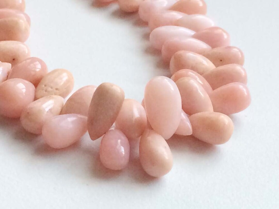 11x8mm to 15x9mm Pink Opal Tear Drop Plain Beads, Peruvian Pink Opal ...