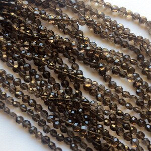 6-7mm Smoky Quartz Coins, Smoky Quartz Faceted Coin Beads, 13in Smoky ...