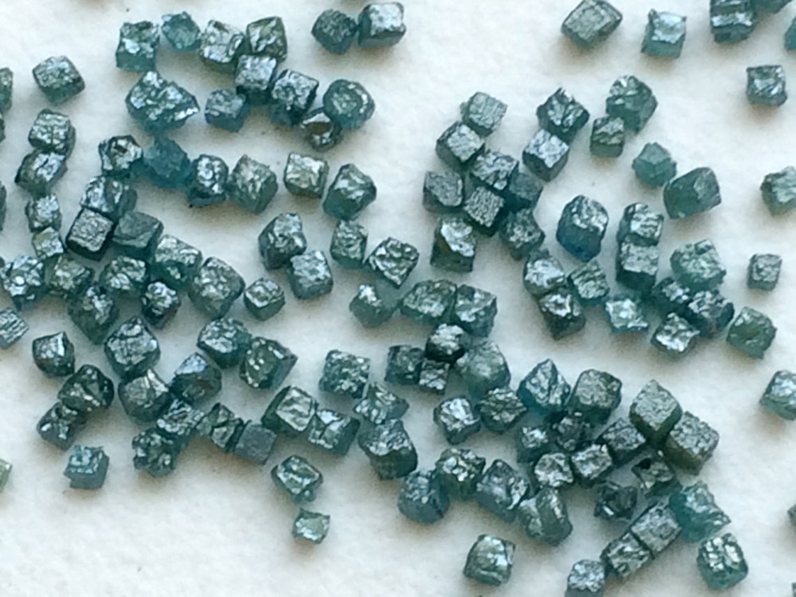 1-2mm Blue Perfect Cube Rough Diamonds, Tiny Undrilled Natural Blue Raw ...