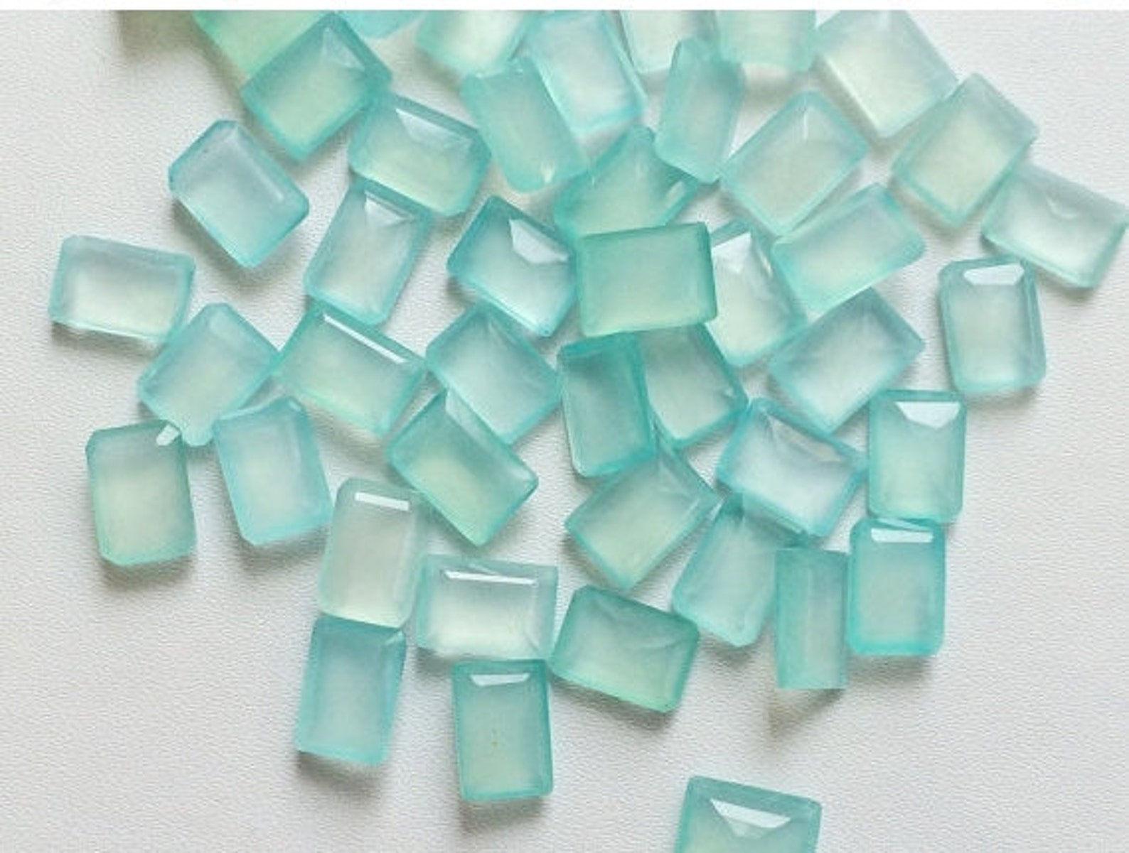 12mm Aqua Chalcedony Emerald Cut, Aqua Blue Cut Stones, Loose Aqua ...
