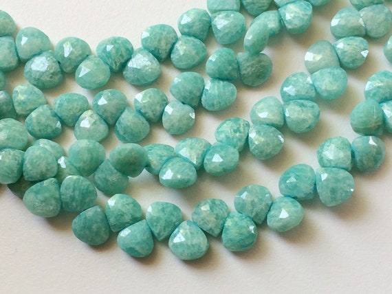 8.5mm Amazonite Faceted Heart Beads Natural Amazonite Sea | Etsy