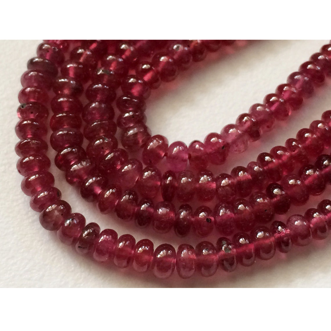 3-4mm Ruby Plain Rondelle Beads Glass Filled Ruby Beads Ruby | Etsy