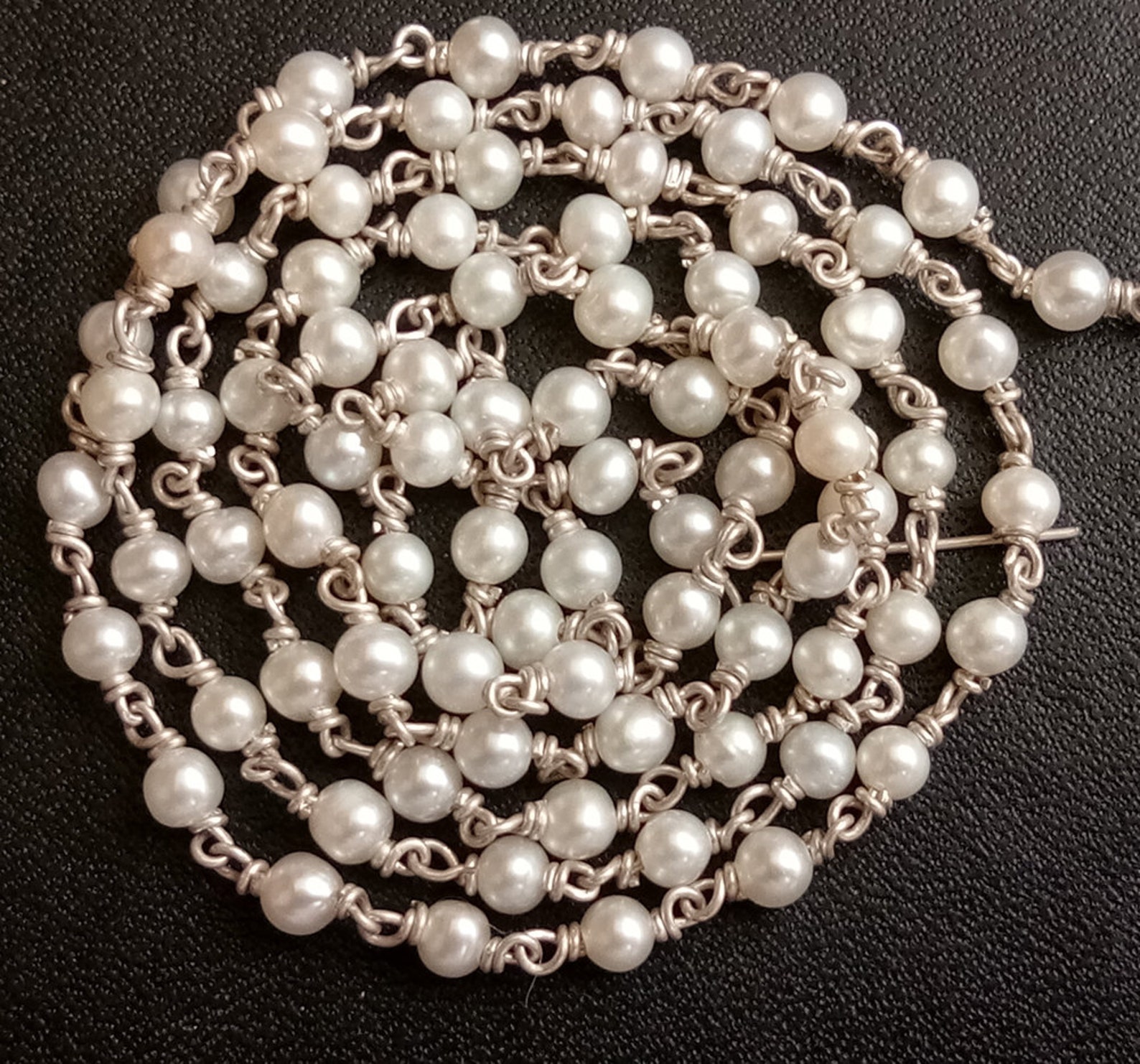 2.5mm Fresh Water Pearl Beads Connector Chains in 925 Silver | Etsy