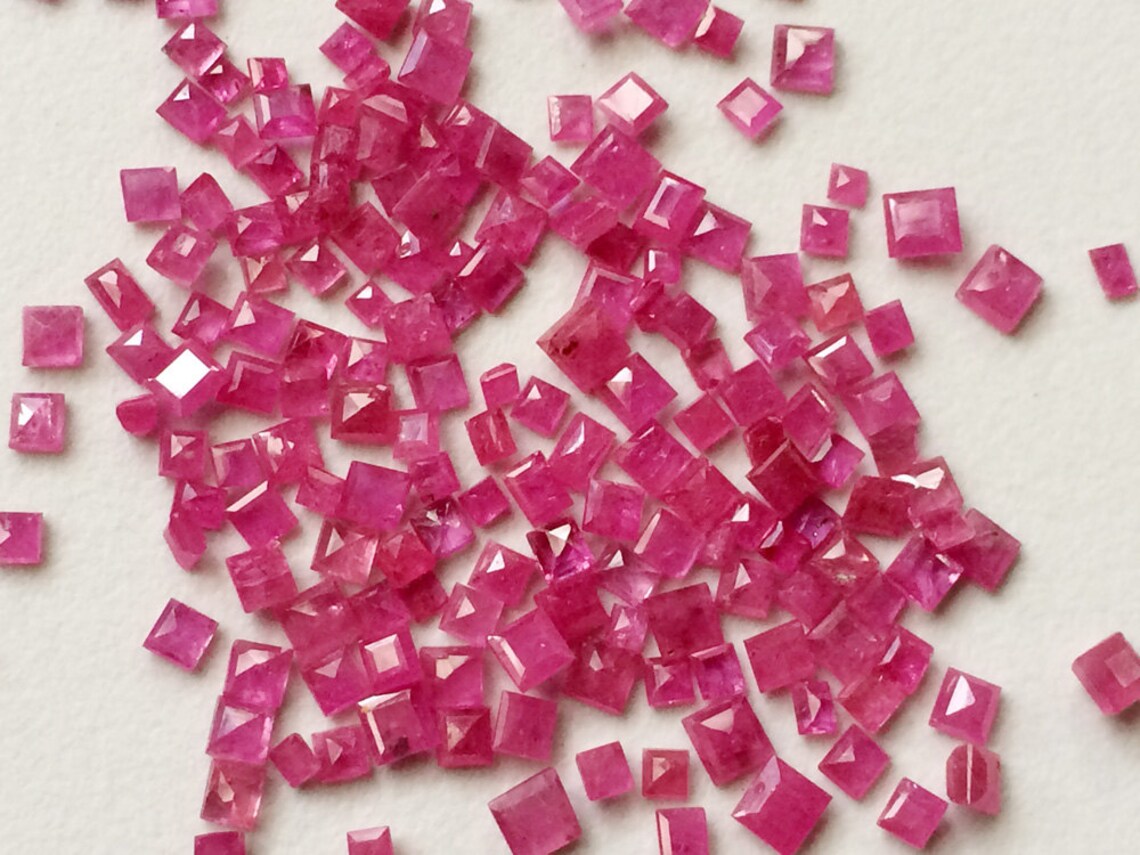 2-4mm Ruby Princess Cut Stones Natural Loose Ruby Square | Etsy