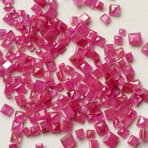 2-4mm Ruby Princess Cut Stones, Natural Loose Ruby Square Gems, Faceted ...