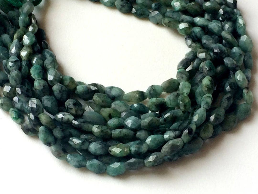 9-10mm Emerald Faceted Oval Beads, Natural Emerald Oval Nuggets, 13 ...
