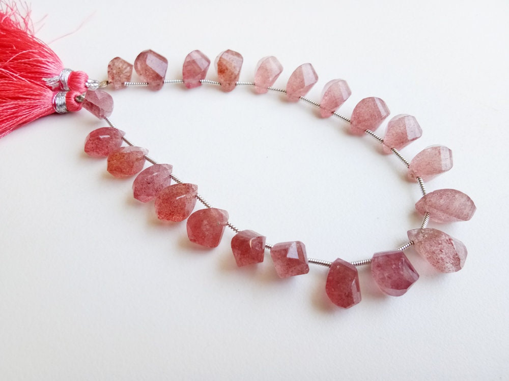 12mm Strawberry Quartz Beads, Natural Strawberry Quartz Faceted Twisted ...