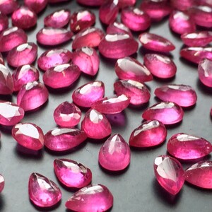 3x5mm to 4x5mm Ruby Pear Cut Stones, Loose Ruby Faceted Gems, Ruby Pear ...