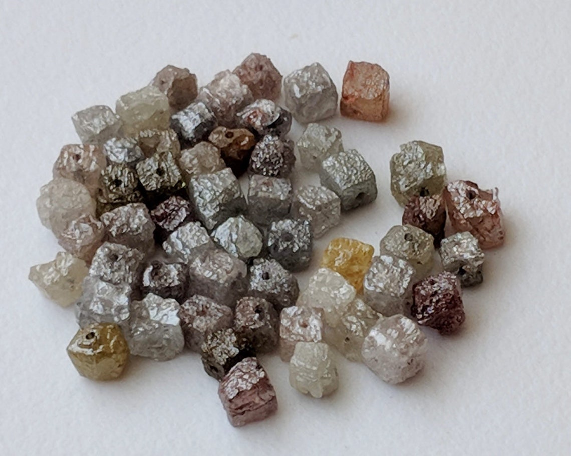 2.5-3mm Multi Color Rough Diamond Cube Drilled Natural Multi - Etsy