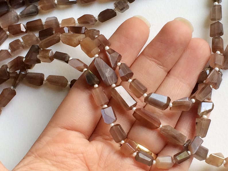 7-10mm Chocolate Moonstone Step Cut Faceted Tumbles Chocolate - Etsy