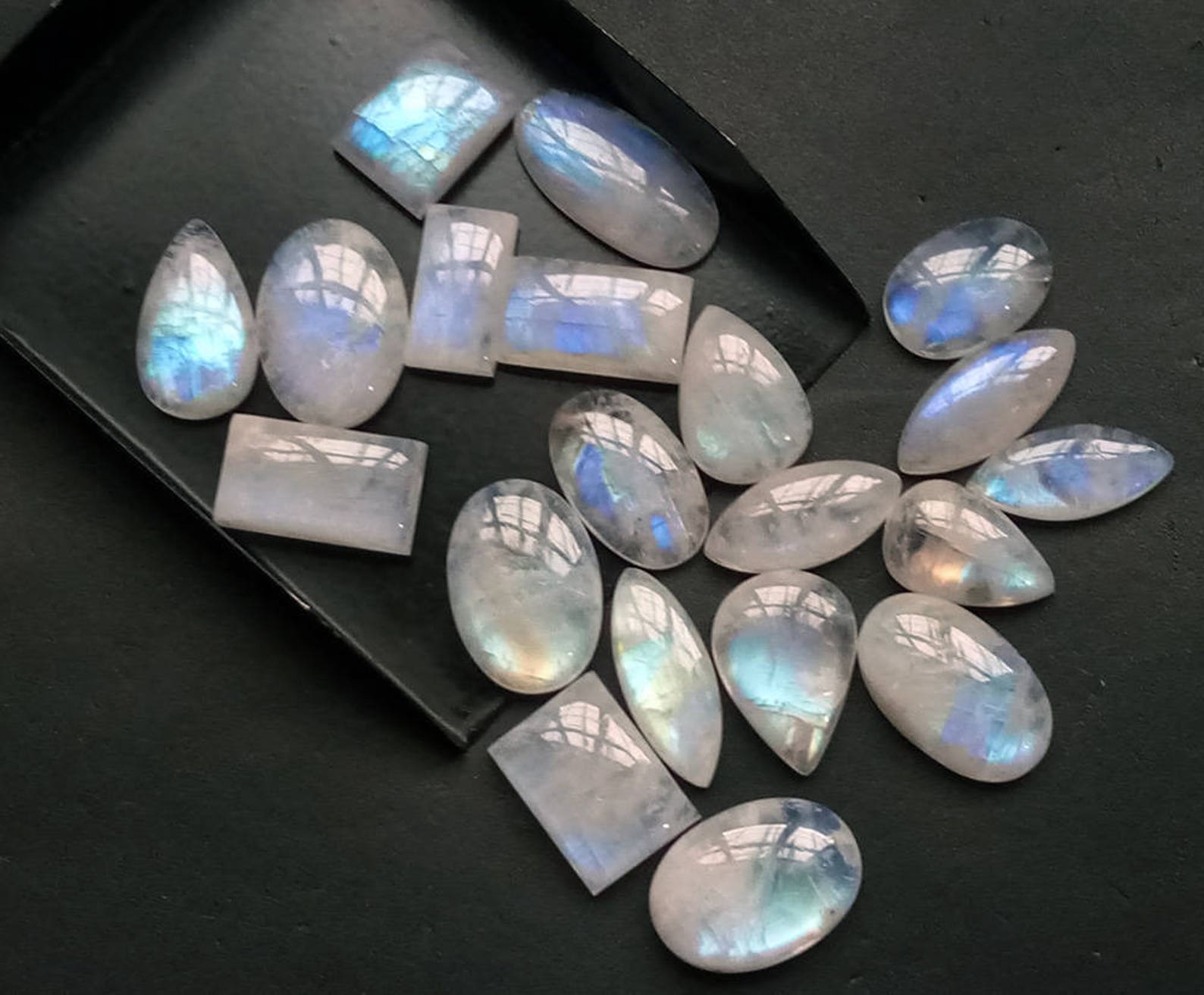 12x18mm - 13x23mm Rainbow Moonstone Mix Shape Plain Cabochons, Loose ...