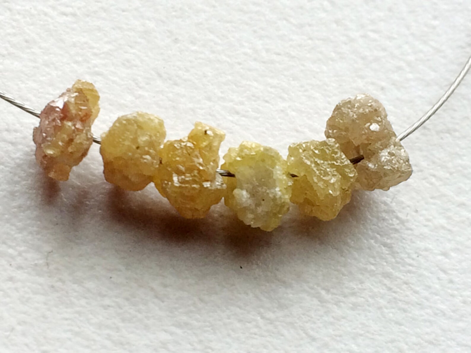 4-6mm Large Hole Yellow Rough Diamond Beads, 1mm Drilled Yellow Diamond ...