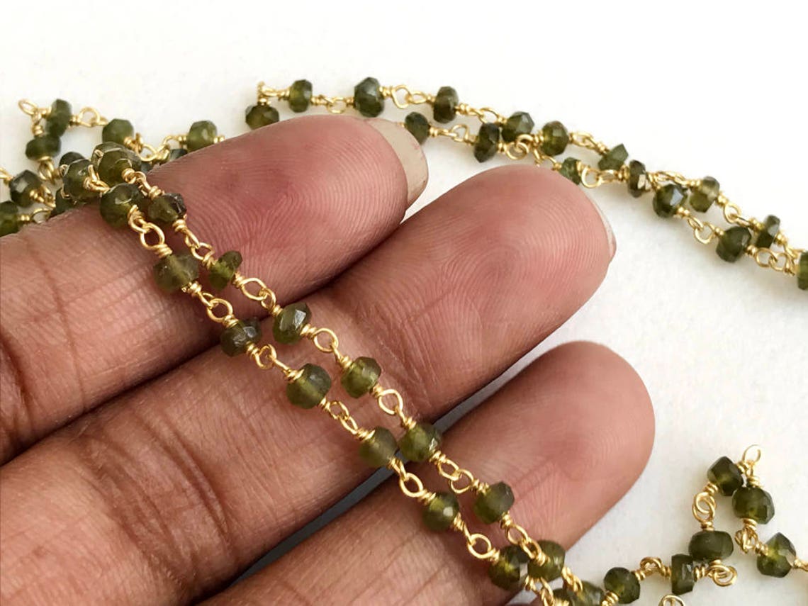 3-3.5mm Vessonite Wire Wrapped Faceted Rondelle Beads, Chain by the ...