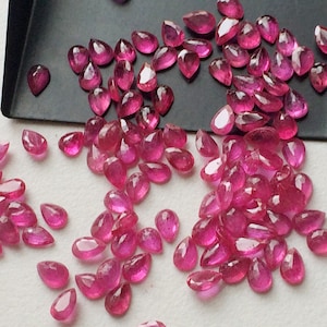 3x5mm to 4x5mm Ruby Pear Cut Stones, Loose Ruby Faceted Gems, Ruby Pear ...