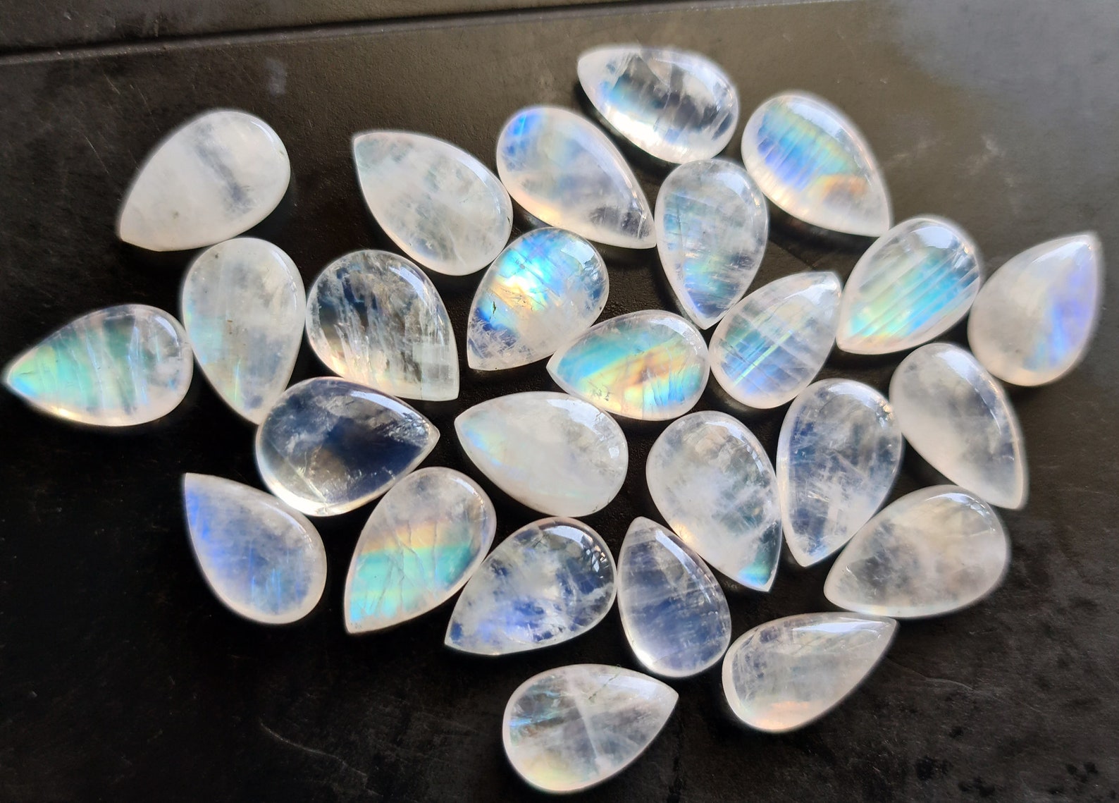 16-20mm Rainbow Moonstone Pear Shaped Plain Both Side Flashy | Etsy