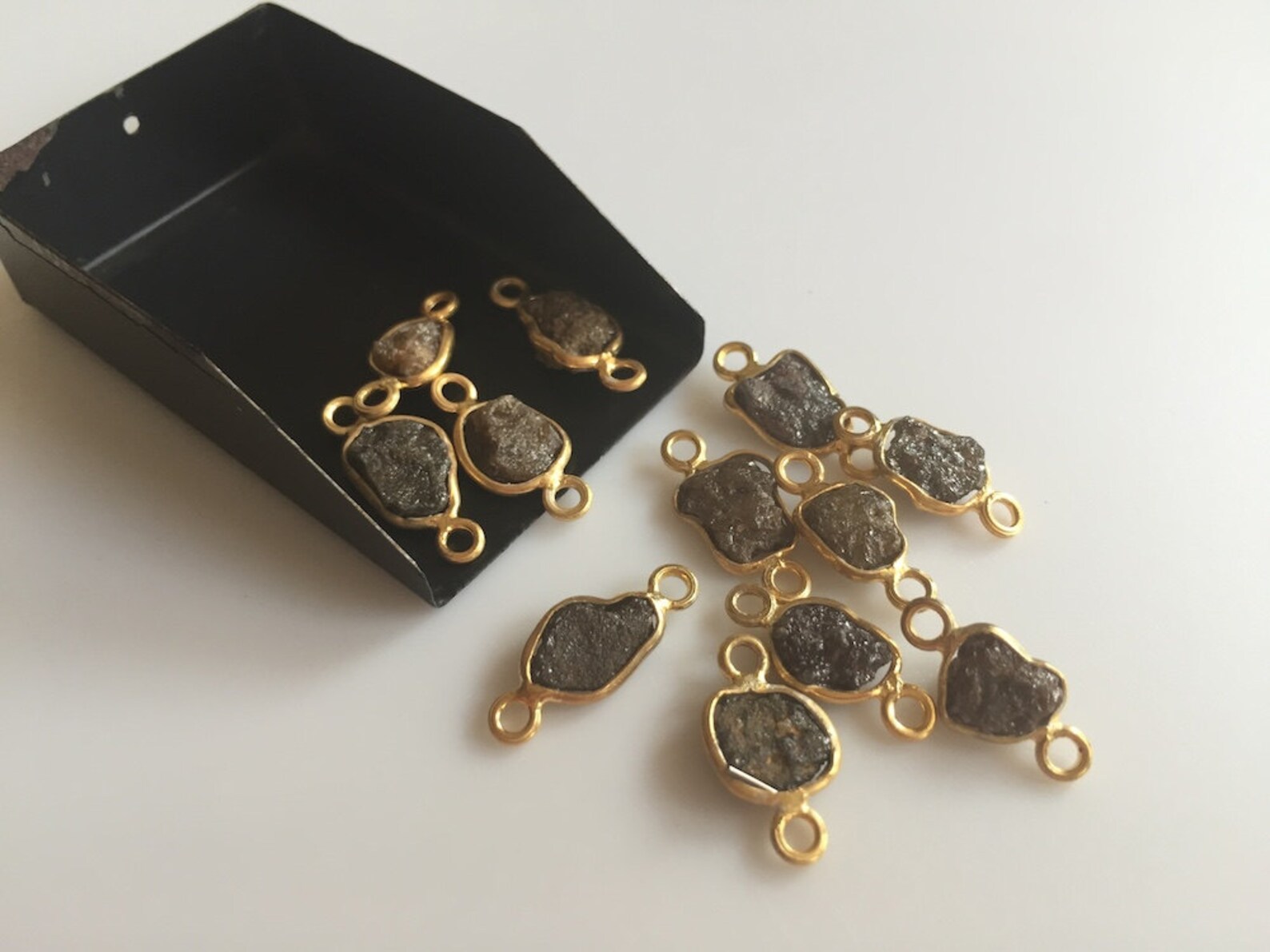 6-7mm Brown Raw Diamond Single Loop Connectors 925 Silver - Etsy