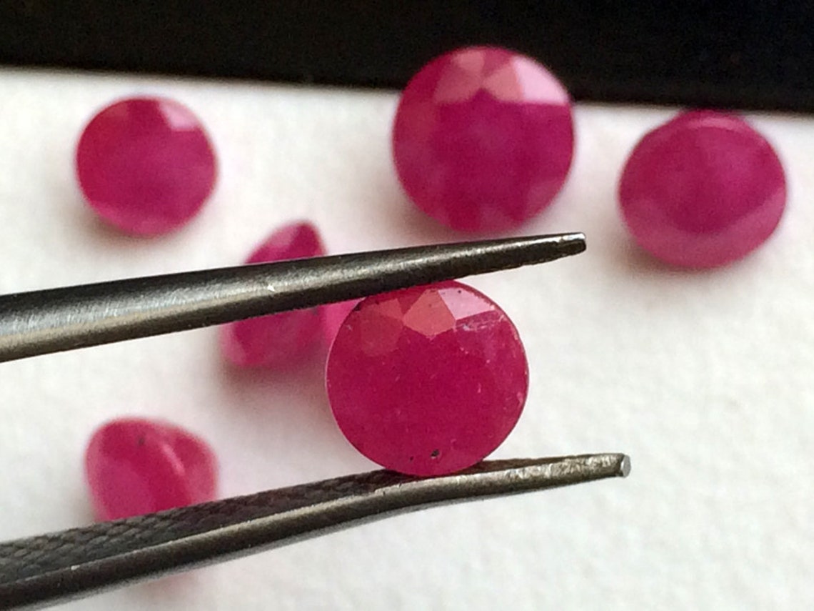 5.4-5.8mm Ruby Round Cut Stones 4 Pieces Natural Johnson - Etsy