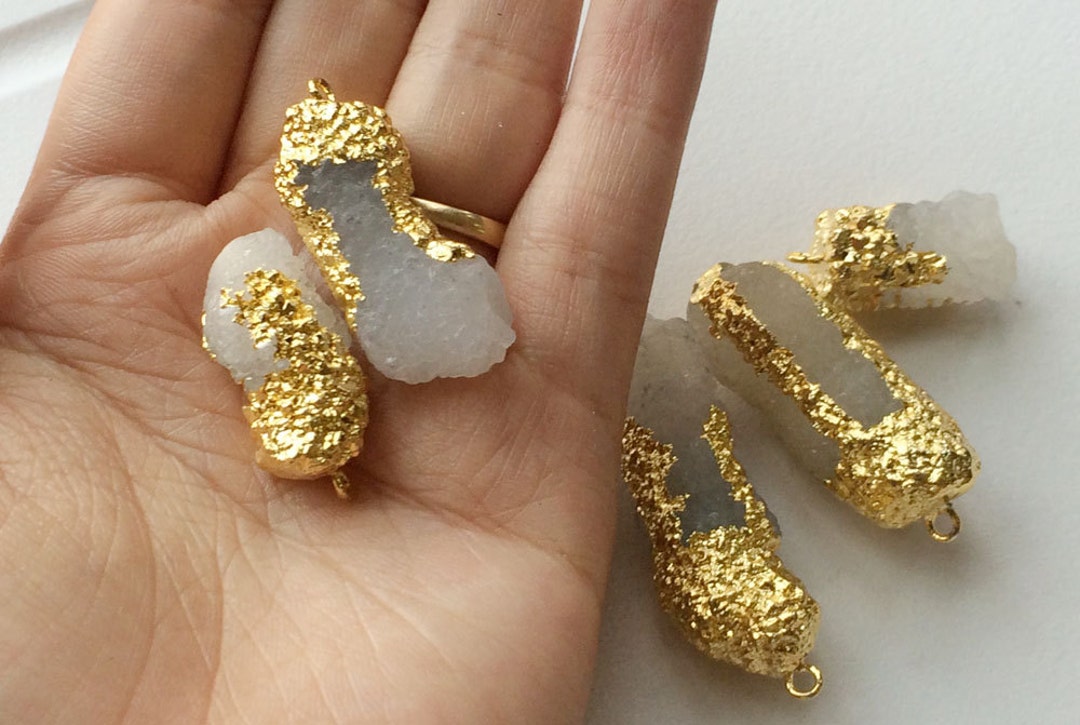 25-35mm Raw Solar Quartz Connectors, Huge Raw Solar Quartz Gold ...