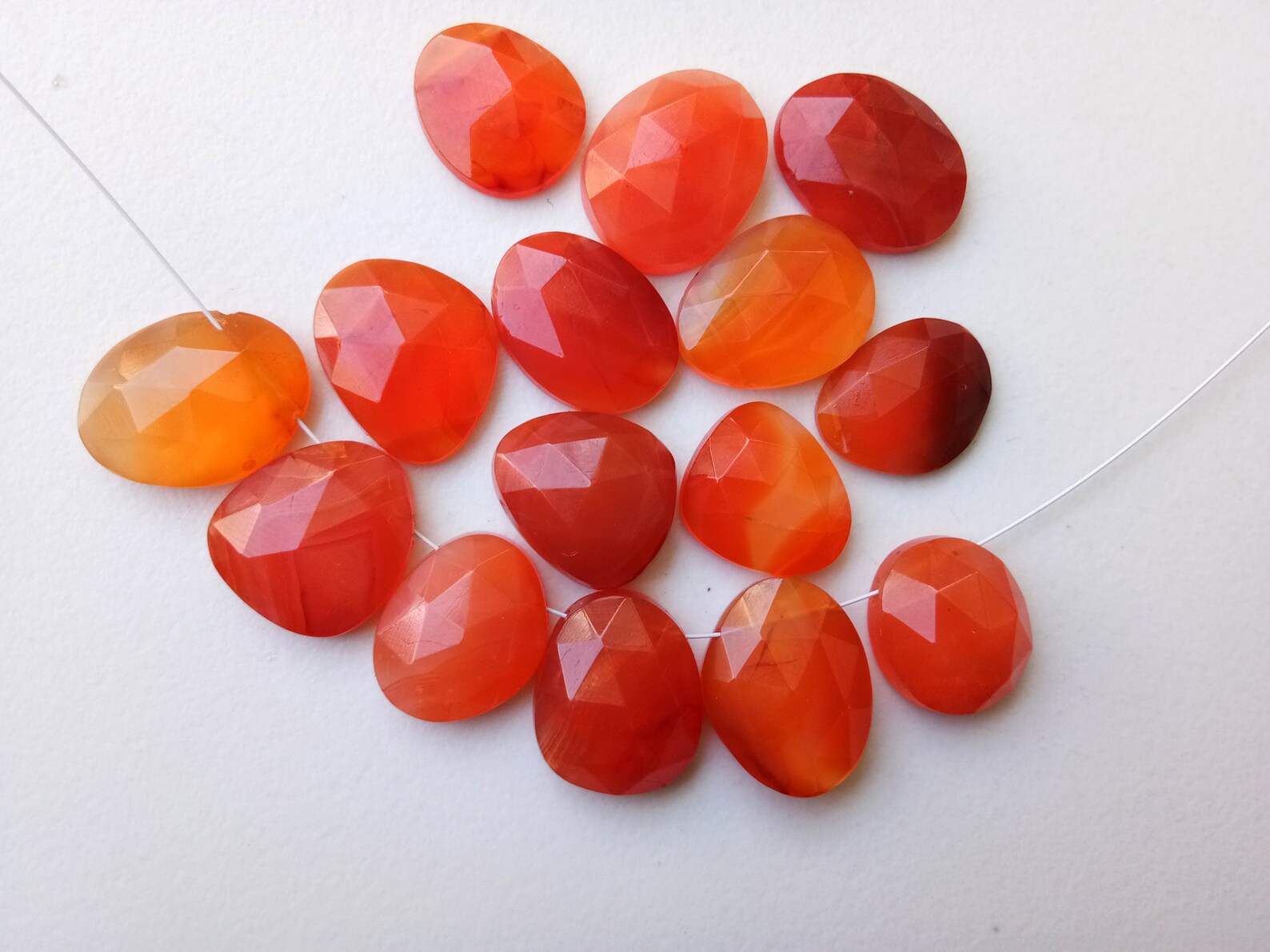 13.5-16mm Carnelian Rose Cut Cabochons, Drilled Carnelian Free Form ...