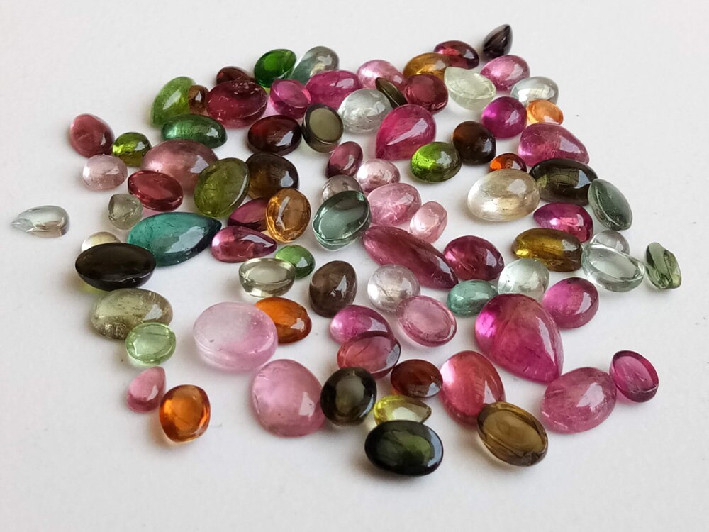3-9mm Tourmaline Plain Mix Shape Cabochons Natural Multi | Etsy