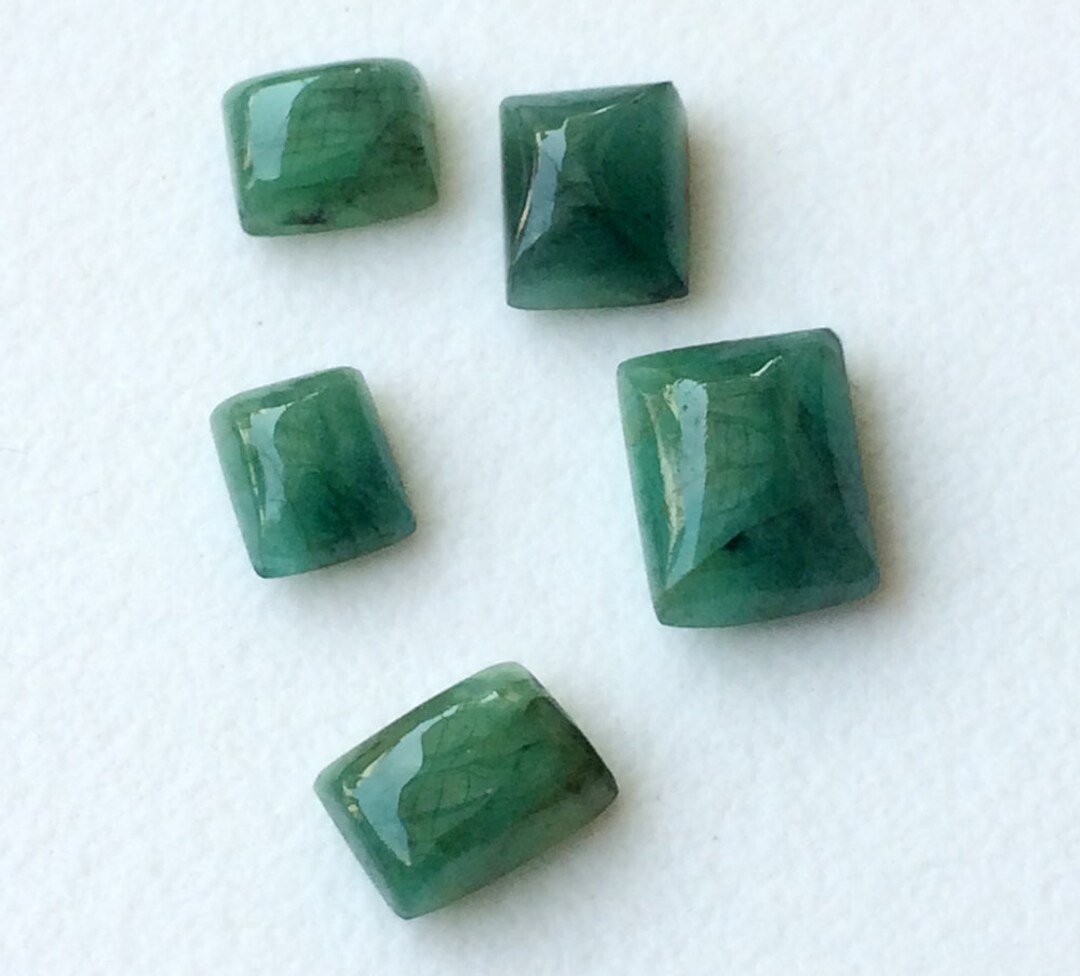 4.9x5.8mm-5x6.3mm Emerald Plain Rectangle Cabochon, Natural Loose ...